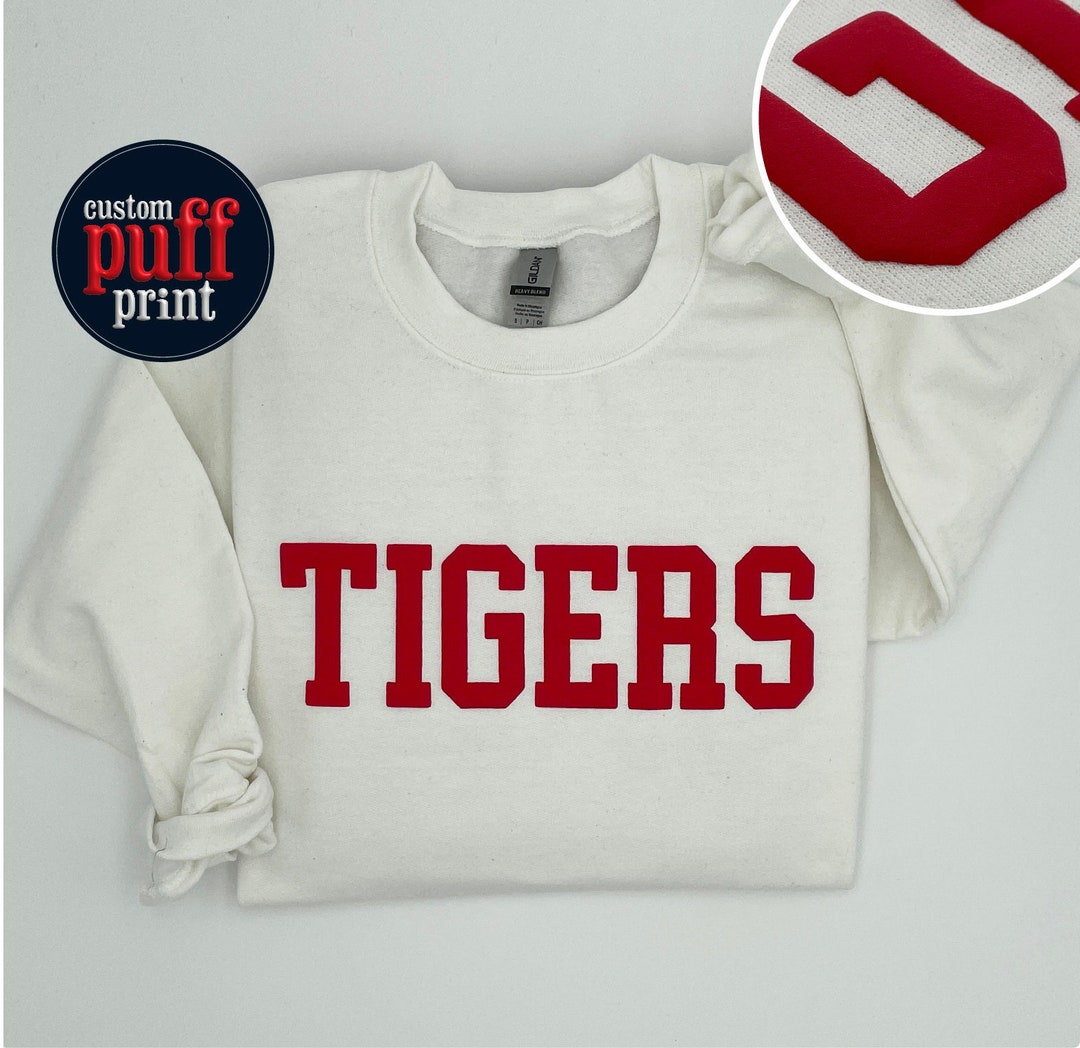 Custom Puff Print Team Name Sweatshirt, Custom Embossed Mascot ...