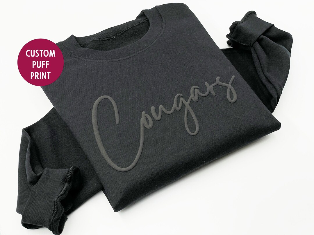 Custom Puff Print Team Name Sweatshirt, Custom School Mascot Sweatshirt ...