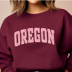 Oregon Sweatshirt, Oregon Pink Print Hoodie, Cute Oregon Sweater ...