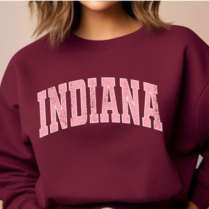 Indiana Sweatshirt, Indiana Pink Print Hoodie, Cute Indiana Sweater ...