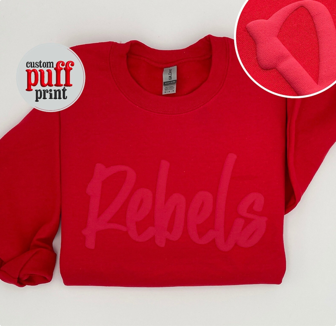 Custom Puff Print Team Name Sweatshirt, Custom Embossed Mascot ...