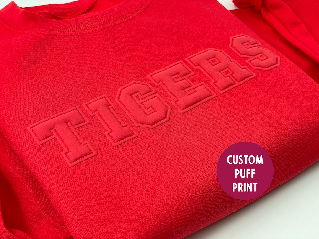 Custom Puff Design Team Name Sweatshirt, Embossed Mascot Sweatshirt ...
