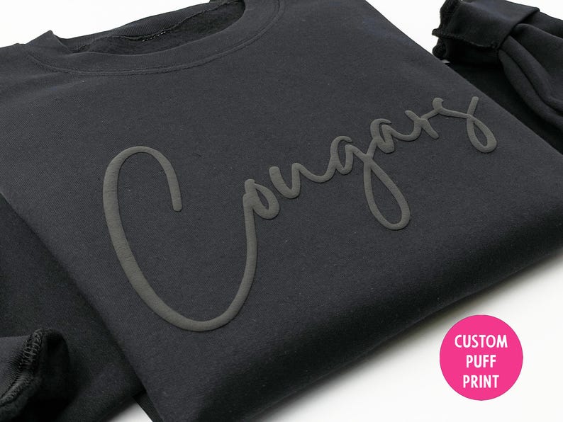 Custom Puff Sweatshirt, Custom Team Name Sweatshirt, Embossed Mascot ...