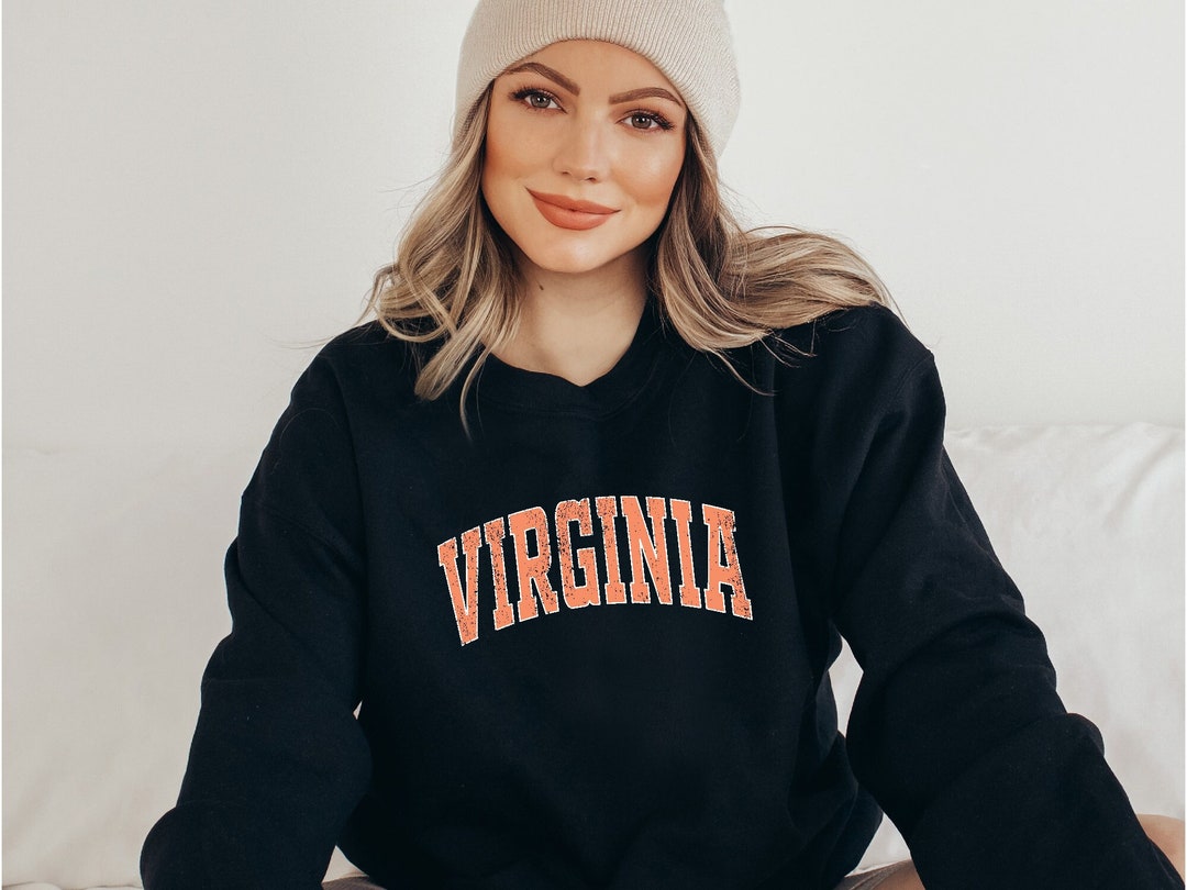 Virginia Sweatshirt, Virginia Orange Print Hoodie, Cute Virginia ...