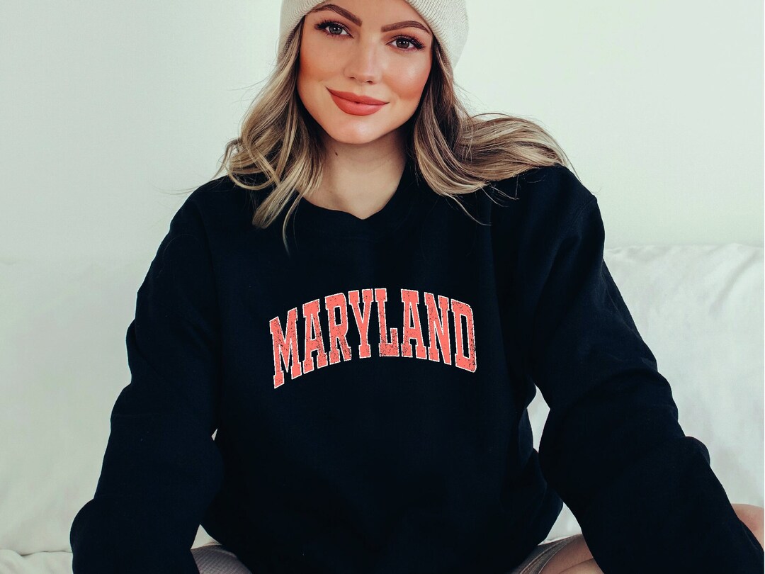 Maryland Sweatshirt, Maryland Orange Print Hoodie, Cute Maryland ...