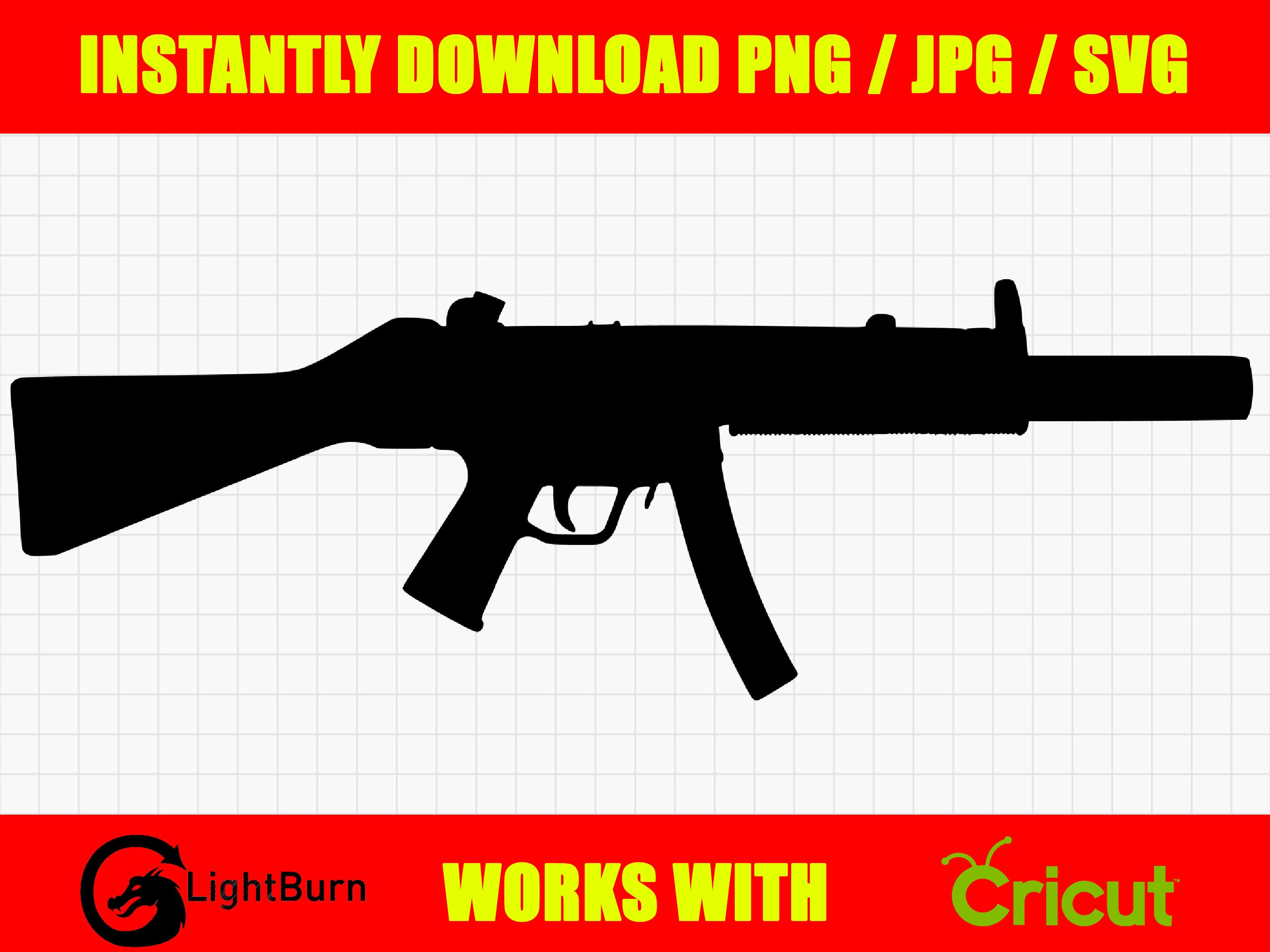 HK MP5SD Military Submachine Gun SMG Silhouette Digital Download Png ...