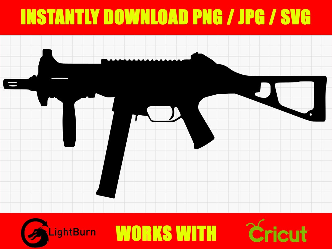 HK UMP45 Military Submachine Gun SMG Silhouette Digital Download Png ...