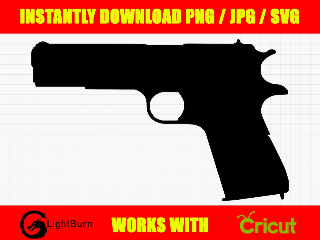 Colt 1911 45ACP Pistol Silhouette Digital Download PNG / JPG / SVG - Etsy