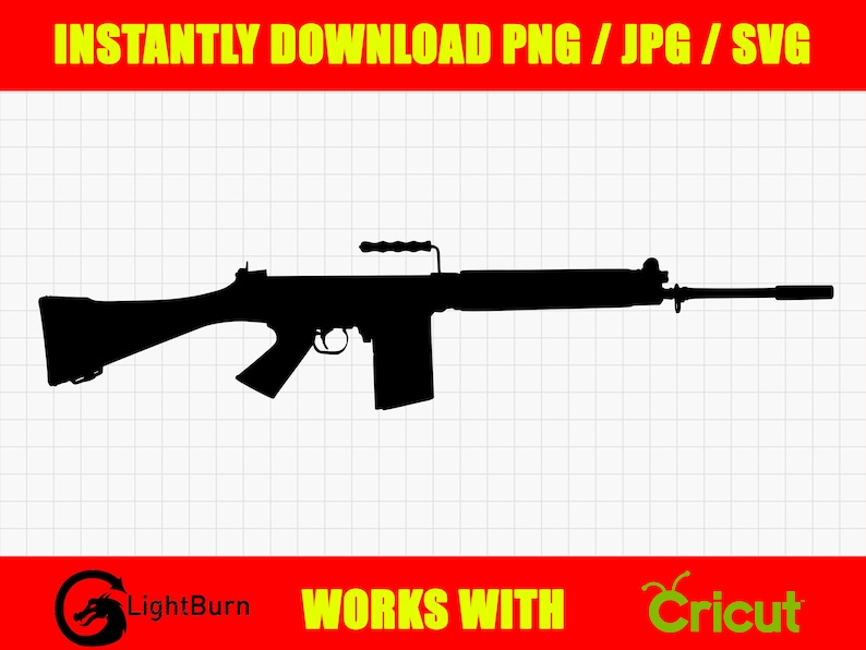 FN FAL Military Rifle Silhouette Digital Download Svg / Png / Jpg - Etsy