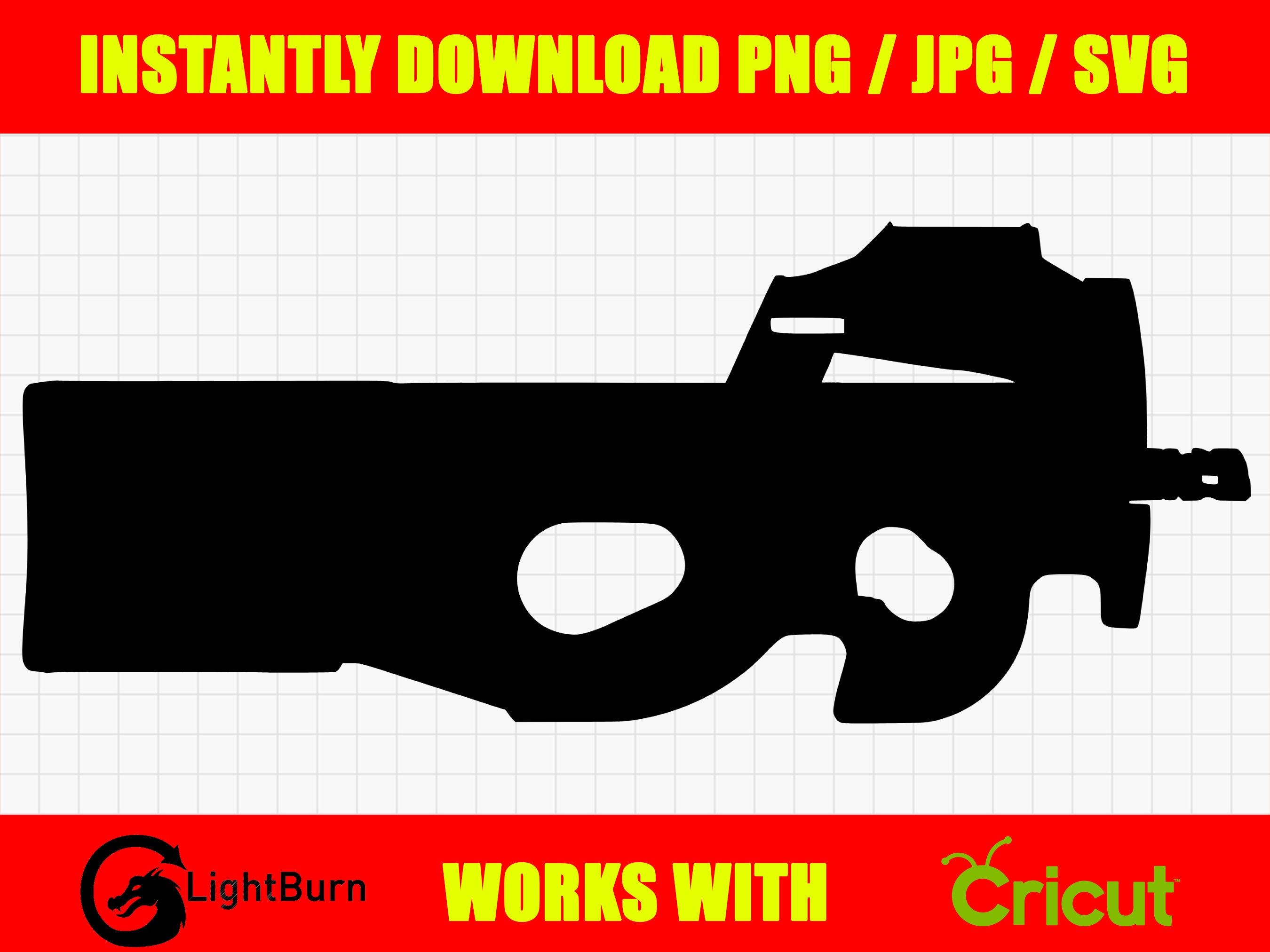 FN P90 Military Submachine Gun SMG Silhouette Digital Download Png ...