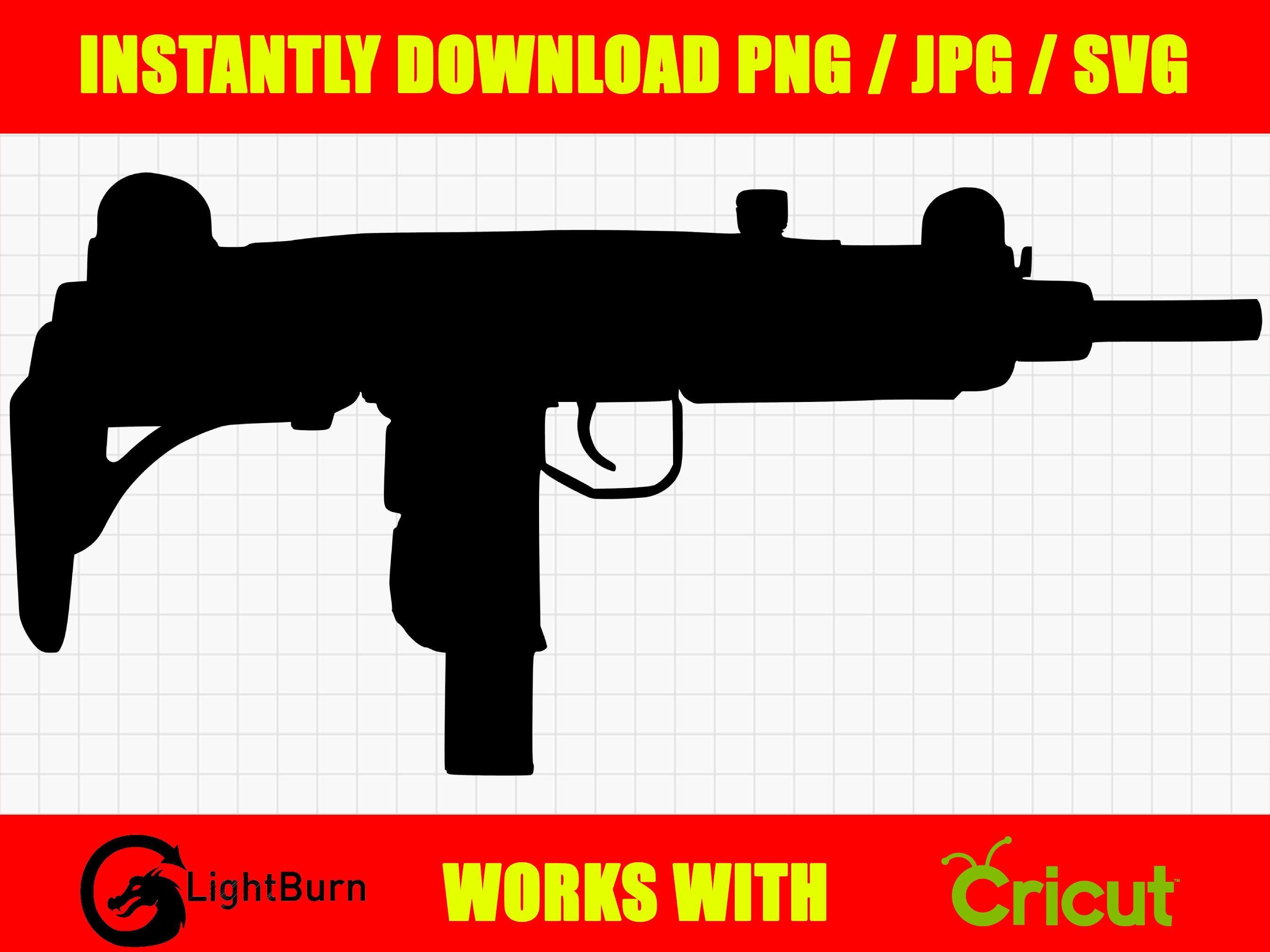 Uzi Military Submachine Gun SMG Silhouette Digital Download Png / Jpg ...