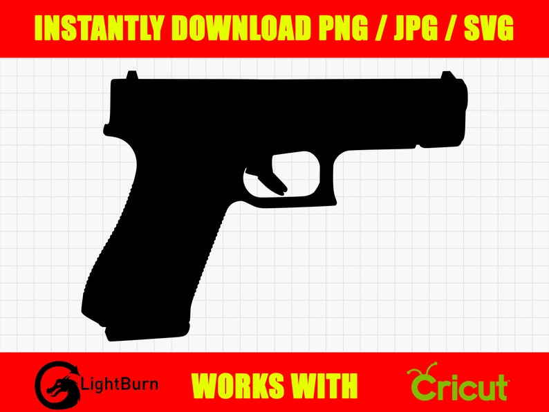 Glock 17 Pistol Silhouette Digital Download SVG / PNG / JPG - Etsy