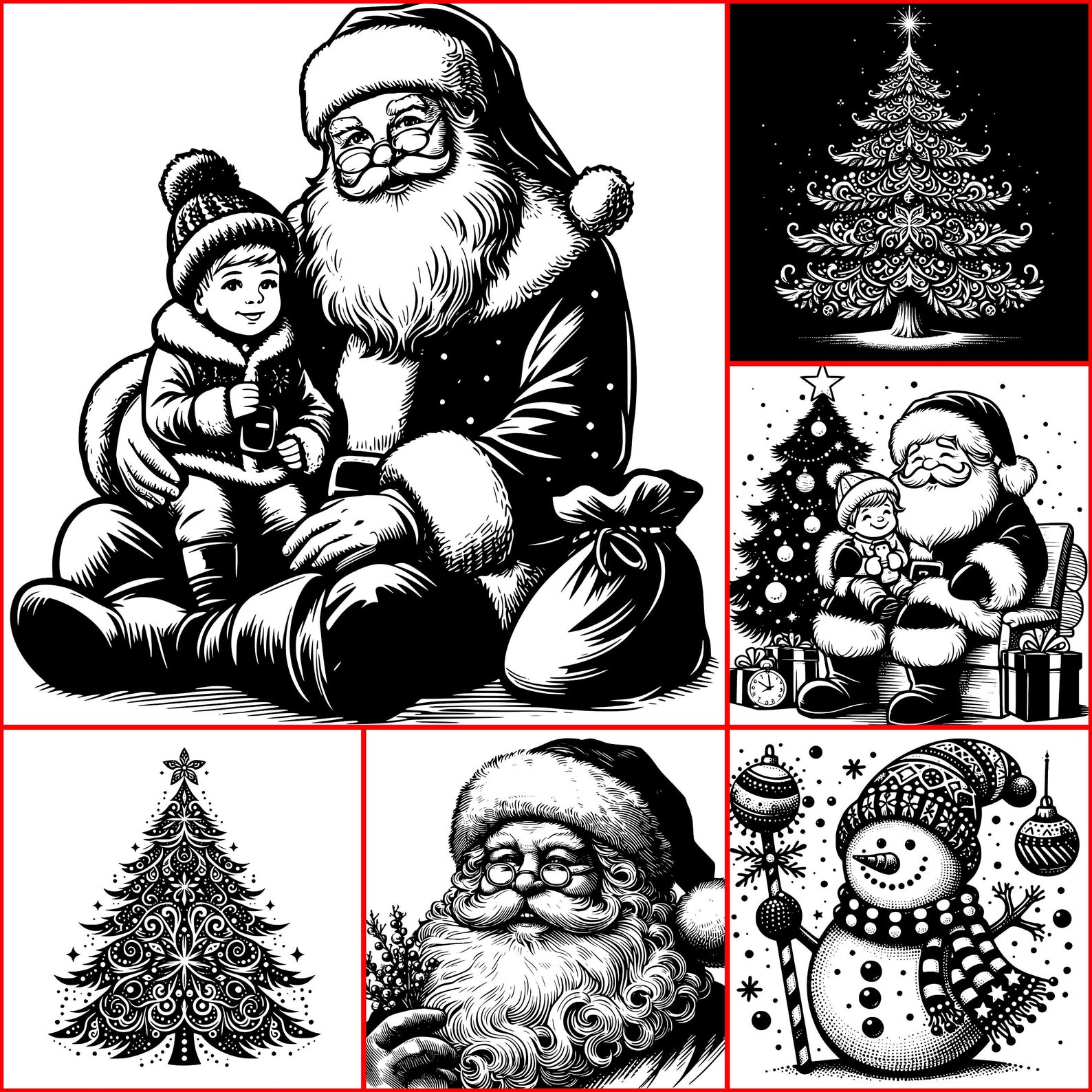 51 Christmas Theme Vectors JPEG PNG SVG of Santa Claus, Snowman, Wreath ...