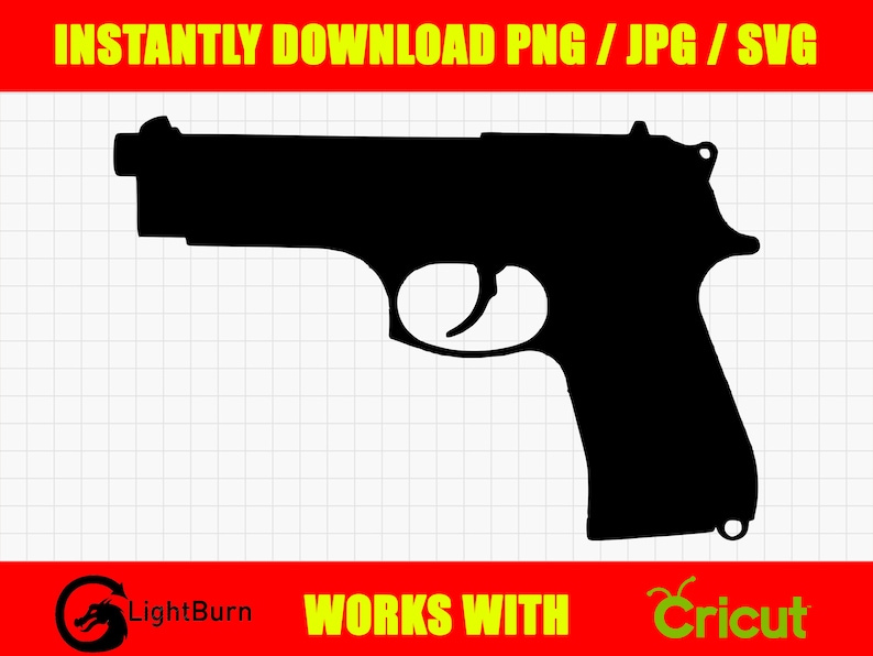 Beretta M9 9mm Pistol Silhouette Digital Download PNG / JPG / SVG - Etsy
