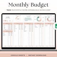 Monthly Budget Spreadsheet for Google Sheets Budget Planner Expense ...