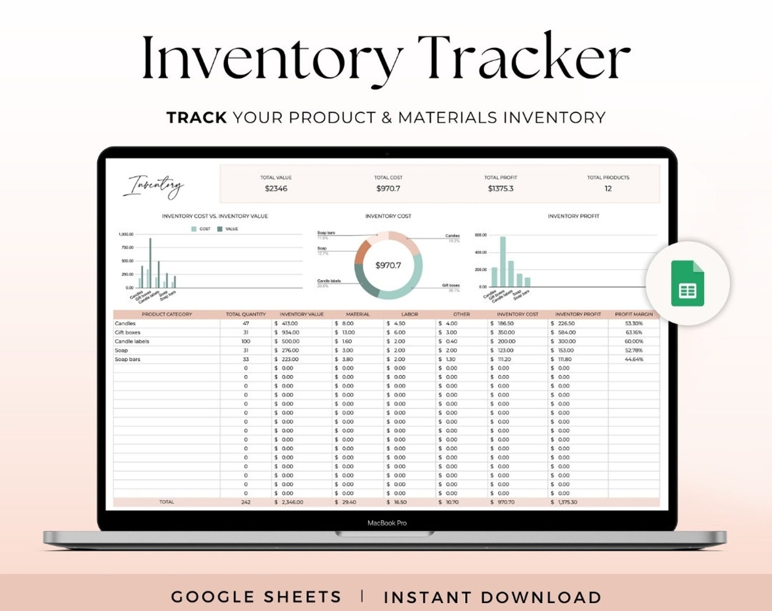 Inventory Tracker Spreadsheet Inventory Management Inventory Sheet ...