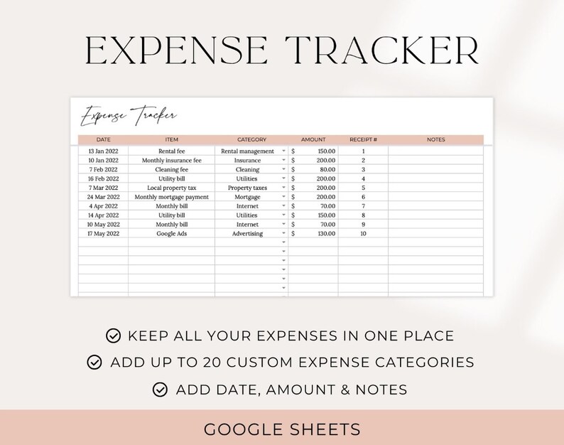 Rental Income & Expense Tracker Airbnb Tracking Spreadsheet Airbnb Manager Expense Log Rental ...