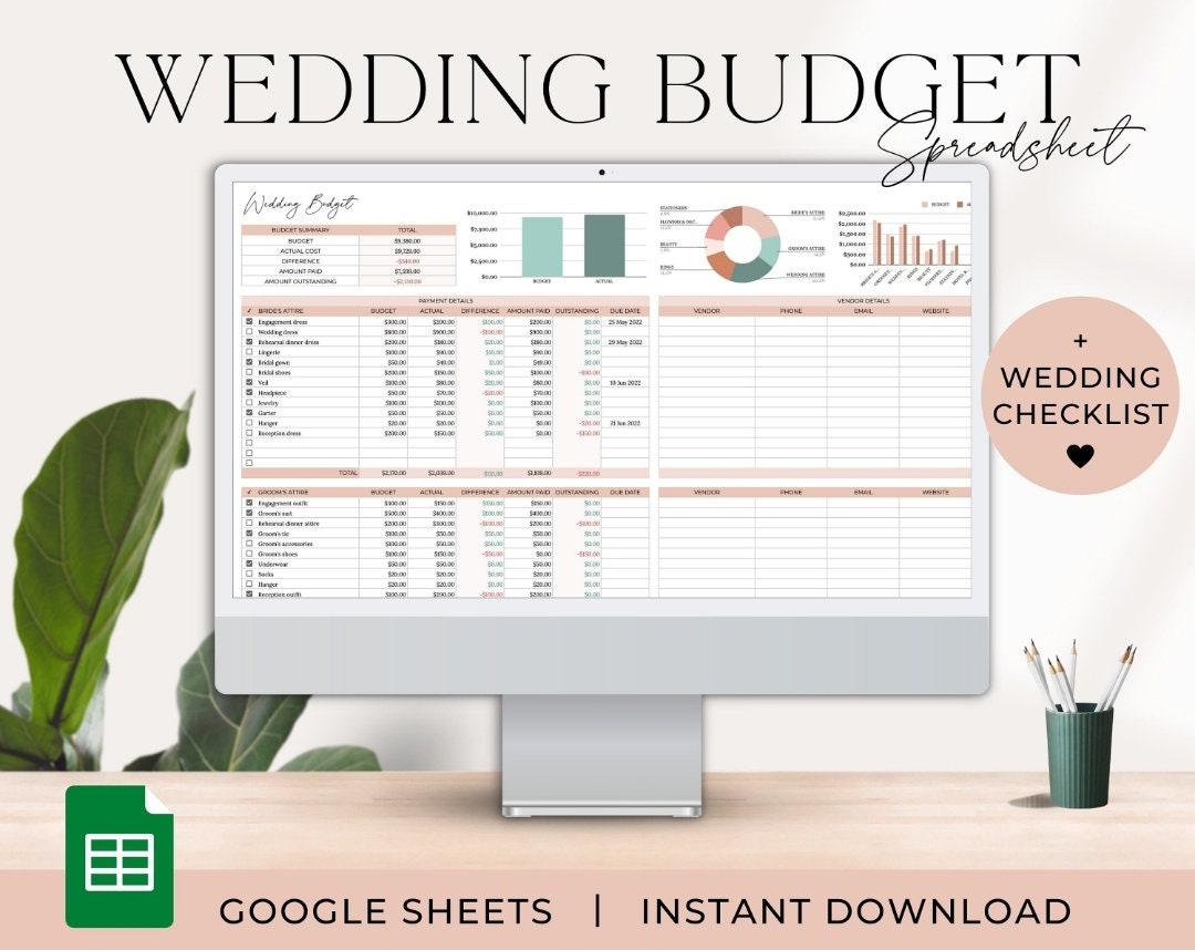Wedding Budget Spreadsheet Wedding Budget Template Wedding Planner ...