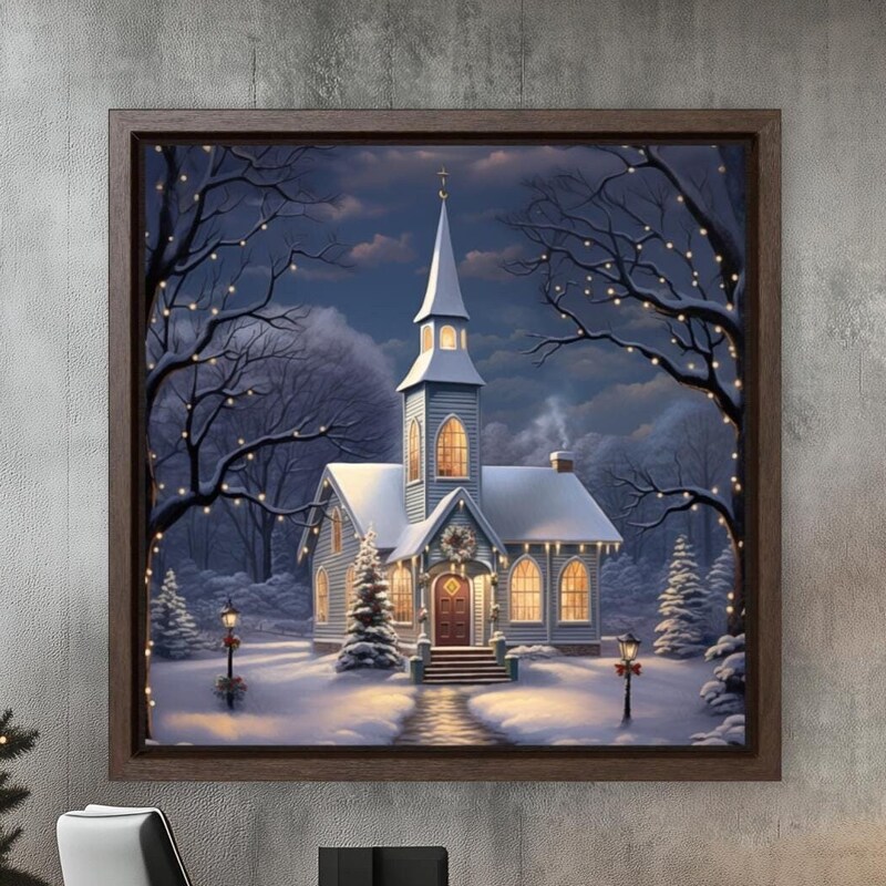 Winter Church Art - Etsy