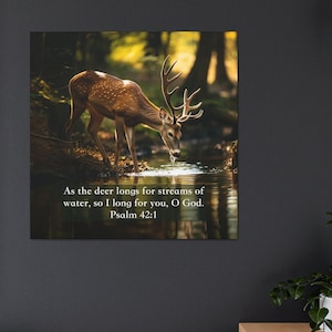 Deer Drinking Water Psalm 42 1 Canvas Print Aesthetic Christian Wall ...