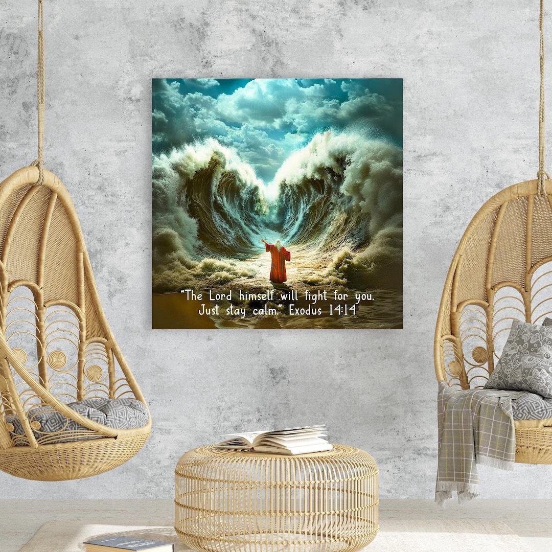 Exodus 14:14 Moses Parts the Red Sea Canvas Framed and Unframed ...