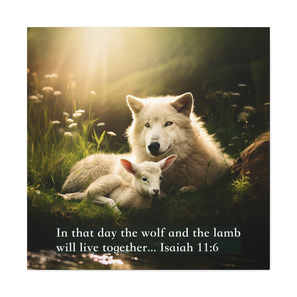 Wolf and Lamb Living Together Isaiah 11:6 Canvas Print Christian Wall ...