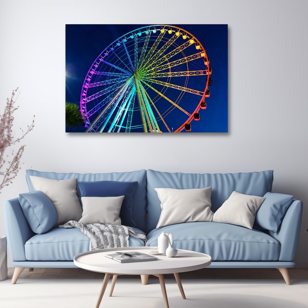 Colorful Ferris Wheel Canvas Print Wall Decor Art Aesthetic Scenic ...