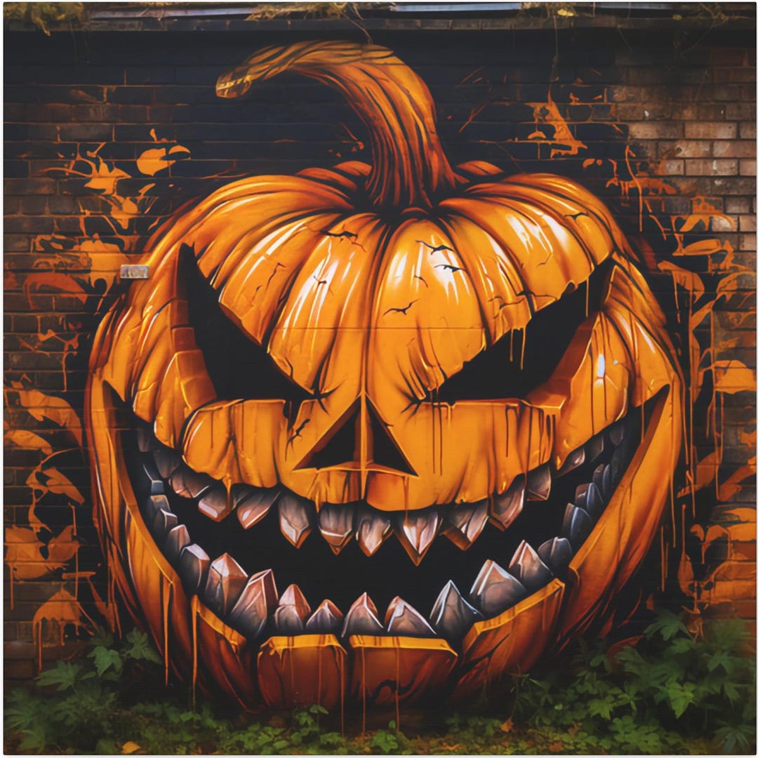 Jack-o-lantern Canvas Print Graffiti Halloween Wall Art Decor Gifts - Etsy