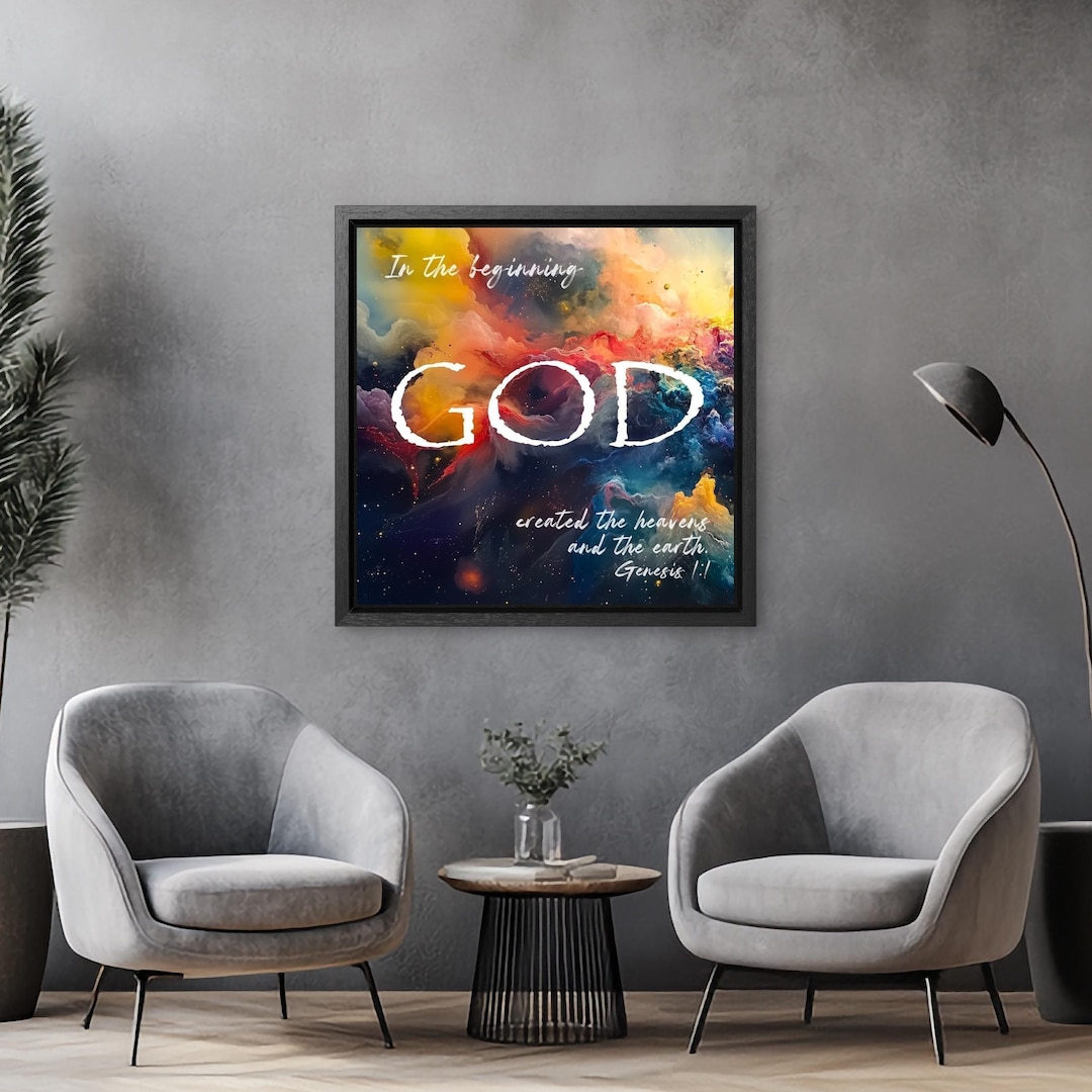 Genesis 1:1 Framed or Unframed Canvas Print Christian Wall Art Gifts ...