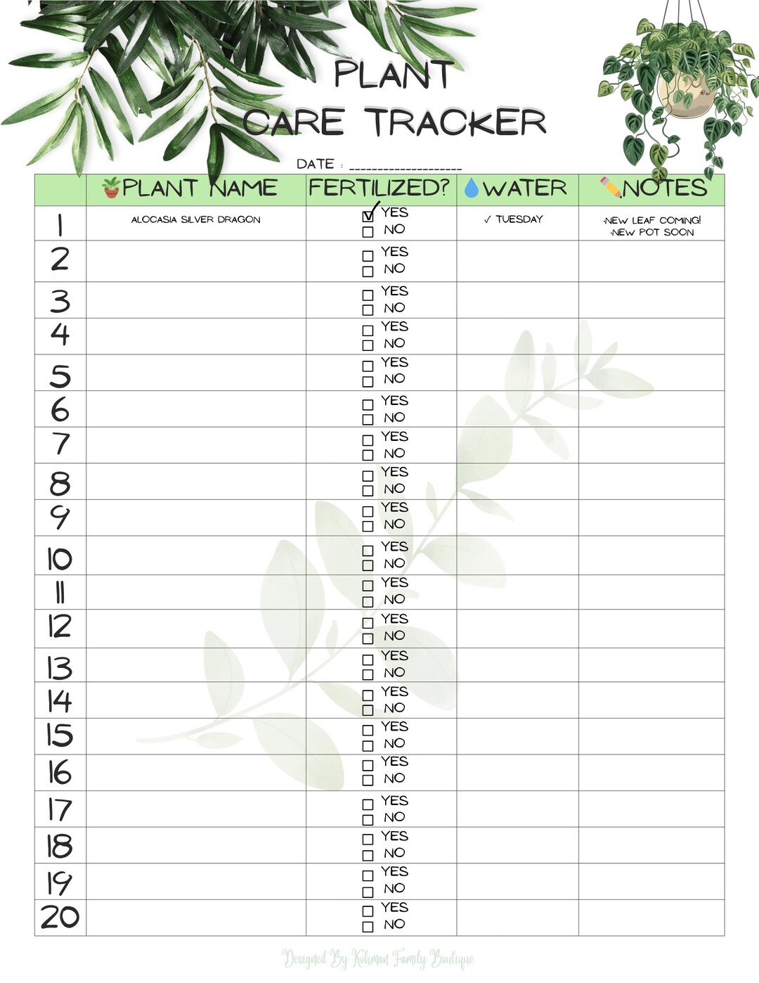 Plant Care Tracker Bundle | Propagation, Repotting Logs (PDF) - Etsy