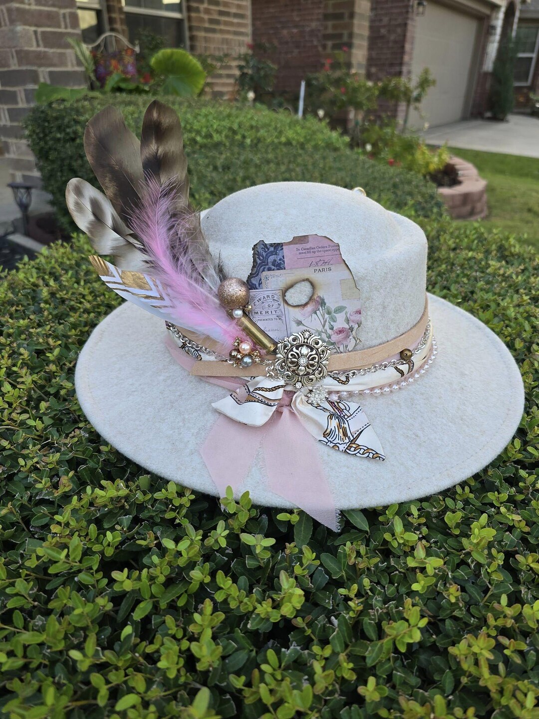 Off White Wool Fedora Hat: Wide Brim Kentucky Derby Hat - Etsy