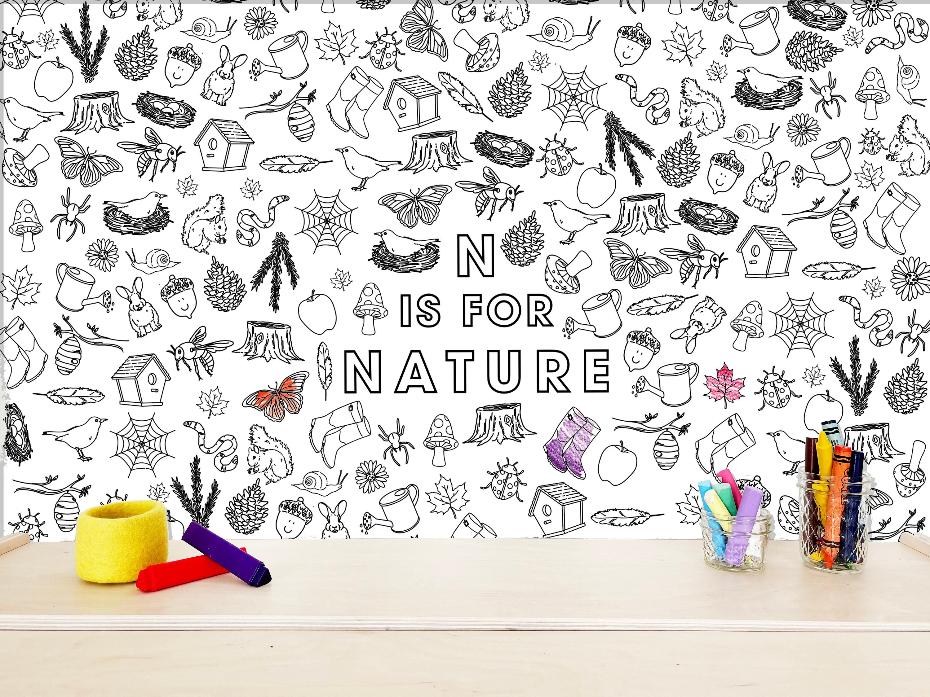GIANT Nature Coloring Poster | Homeschool Printables |black and White ...
