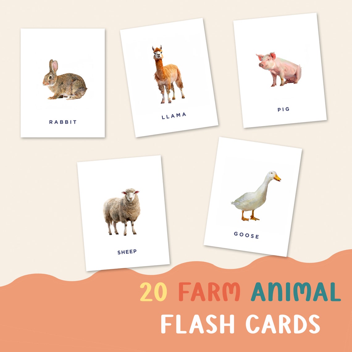 PDF Farm Animal Flashcards for Kids Educational Learning & Independent ...