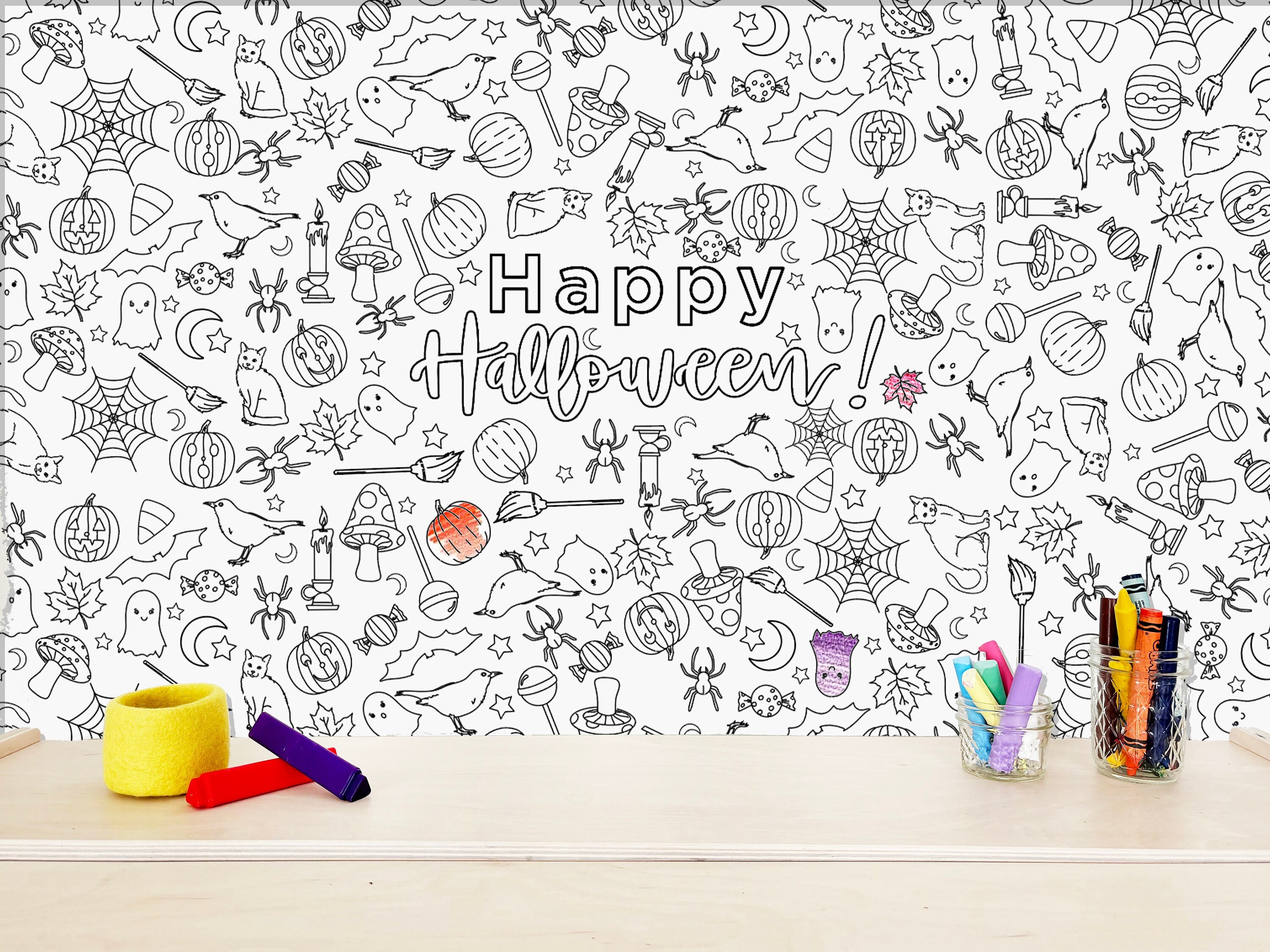 GIANT Halloween Coloring Poster | Homeschool Printables |black and ...