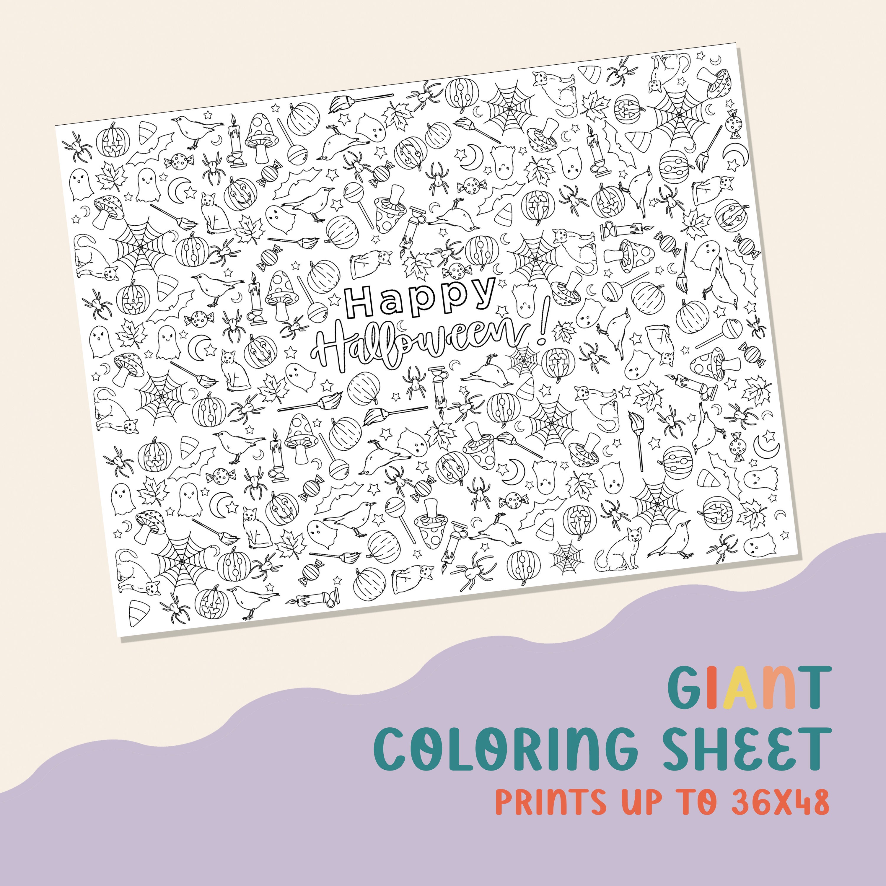 GIANT Halloween Coloring Poster | Homeschool Printables |black and ...