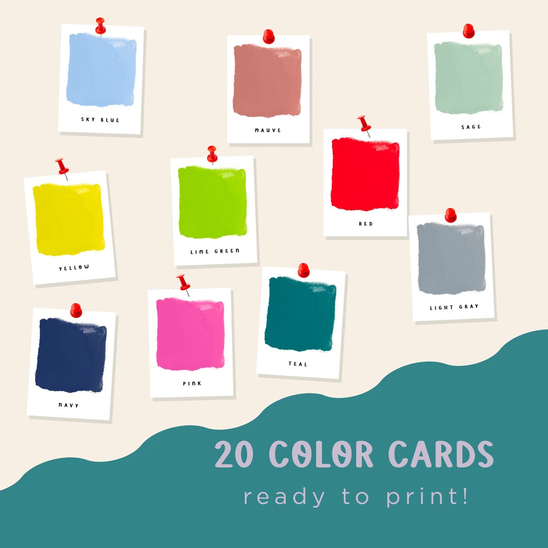 20 Color Cards Montessori Color Flash Cards Learn Your - Etsy