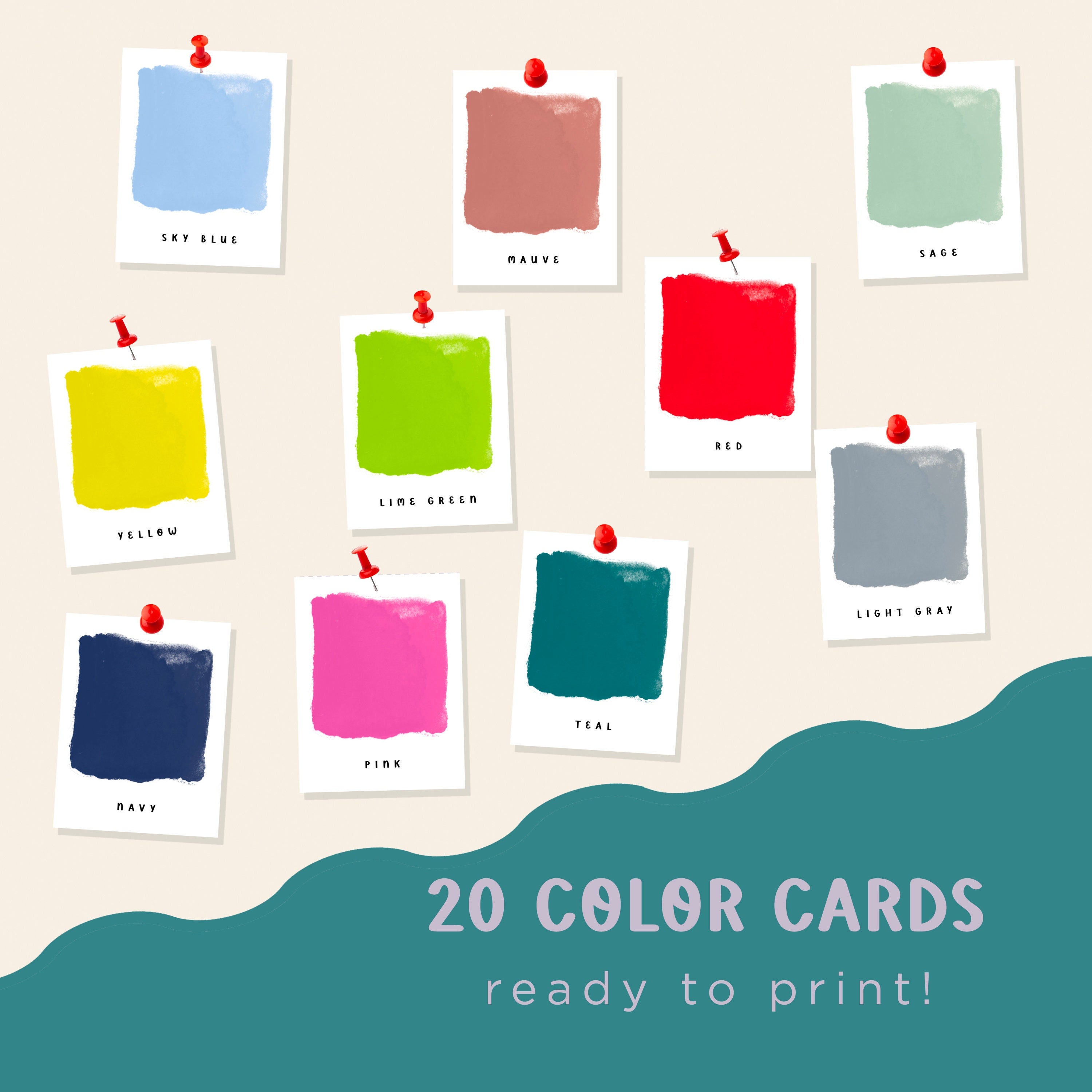 20 Color Cards Montessori Color Flash Cards Learn Your - Etsy