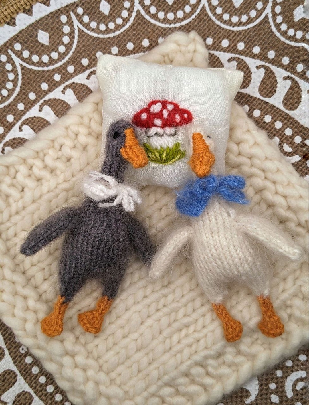 Cute Geese Keyring Knitted Keychain Goose - Etsy