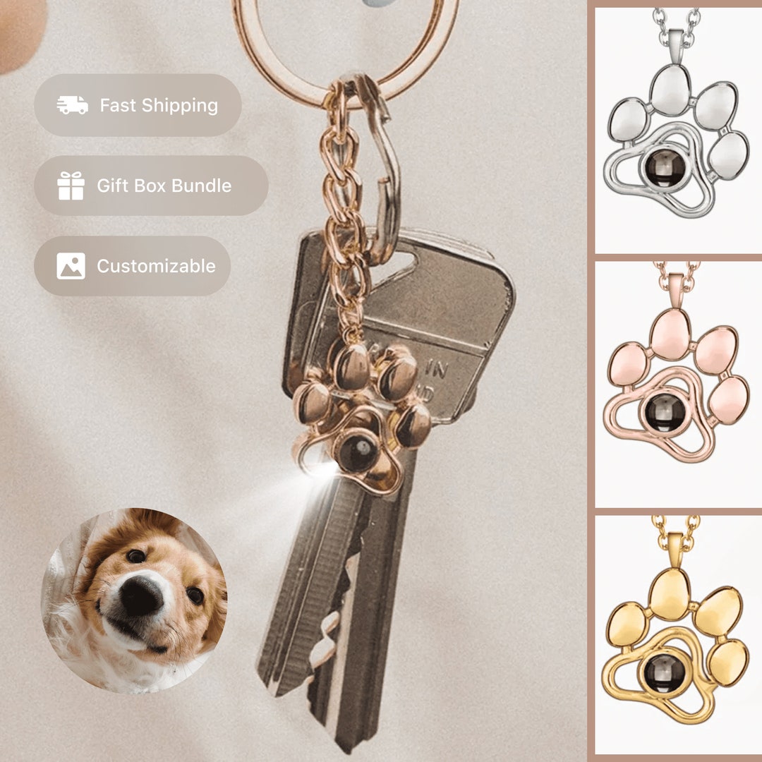 Custom Pet Keychain Photo Projection Paw Keys Custom Dog - Etsy
