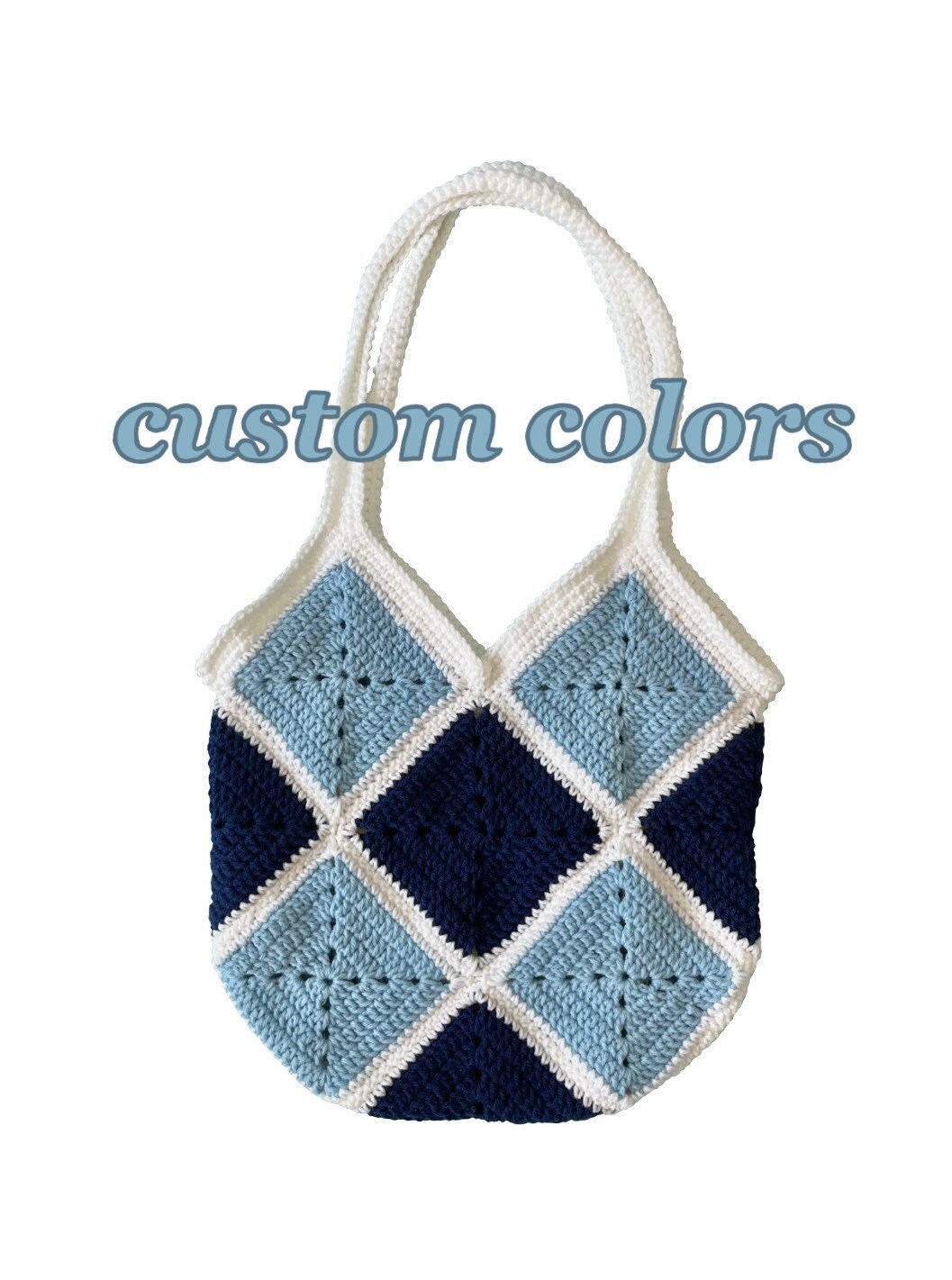 CUSTOM Colors Crochet Granny Square Tote Bag - Etsy