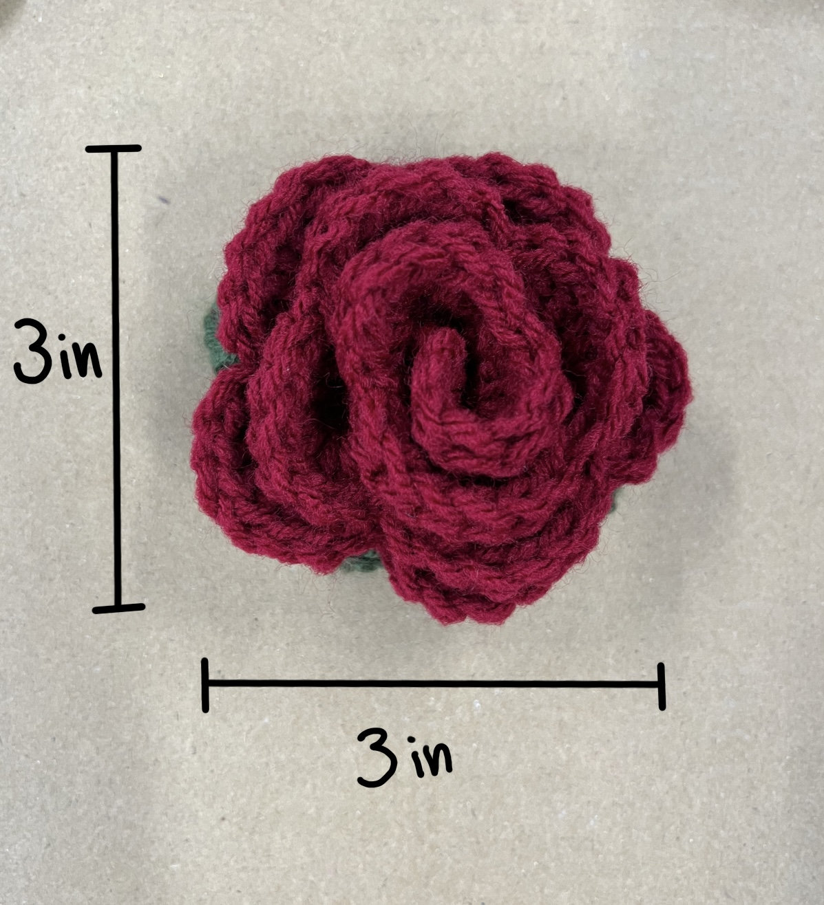 Crochet Red Roses (set of 3 or 6) - Etsy