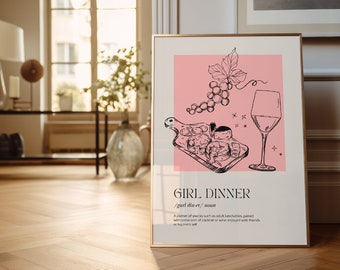 Girl Dinner College Apartment Print Funny Kitchen Prints - Etsy