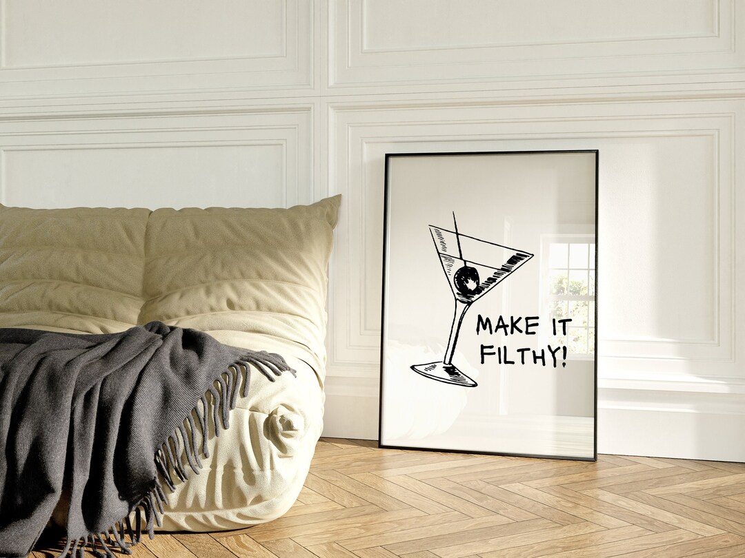 Dirty Martini Print Martini Poster Bar Cart Printable Alcohol Poster ...