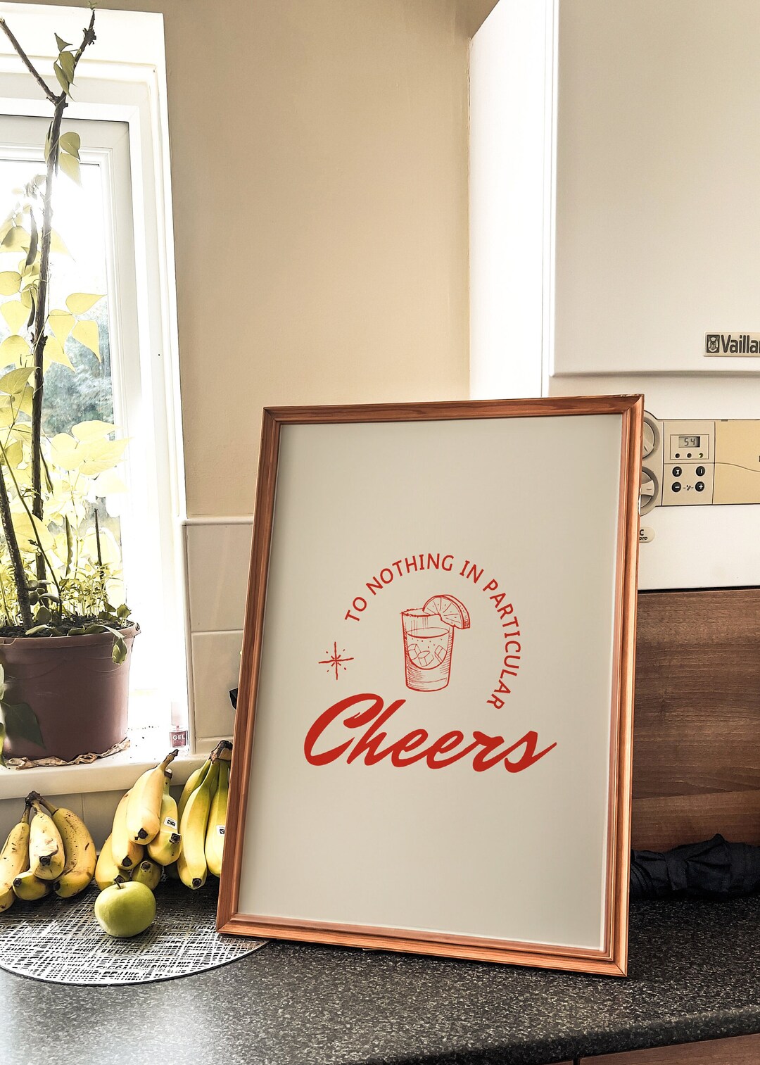 Cheers Poster Vintage Bar Cart Art Happy Hour Print Apartment Aesthetic ...