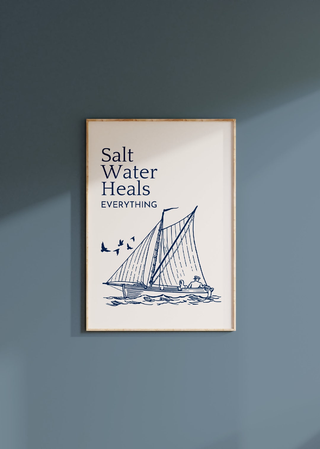 Salt Water Heals Art Sailboat Print Beachy Poster Coastal Wall Decor ...