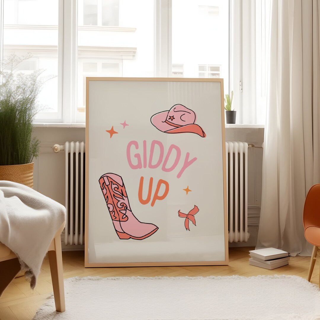Giddy up Art Country Trendy Art Cowgirl Boots Wall Art Girly Western ...