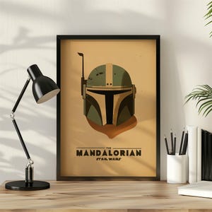 Mandalorian Helmet Poster: Star Wars Wall Art for Cinema Decor ...