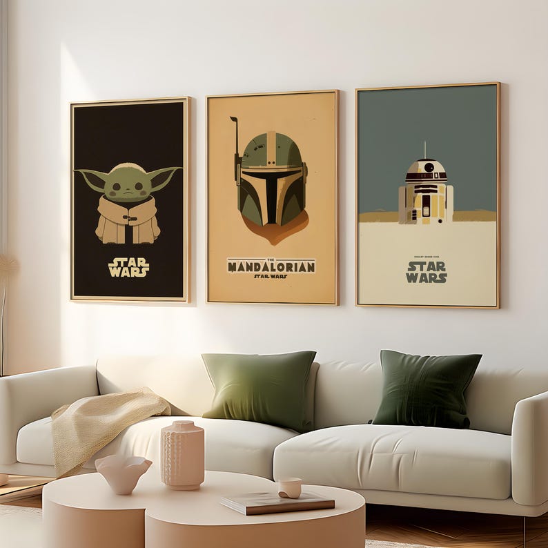 Mandalorian Helmet Poster: Star Wars Wall Art for Cinema Decor ...