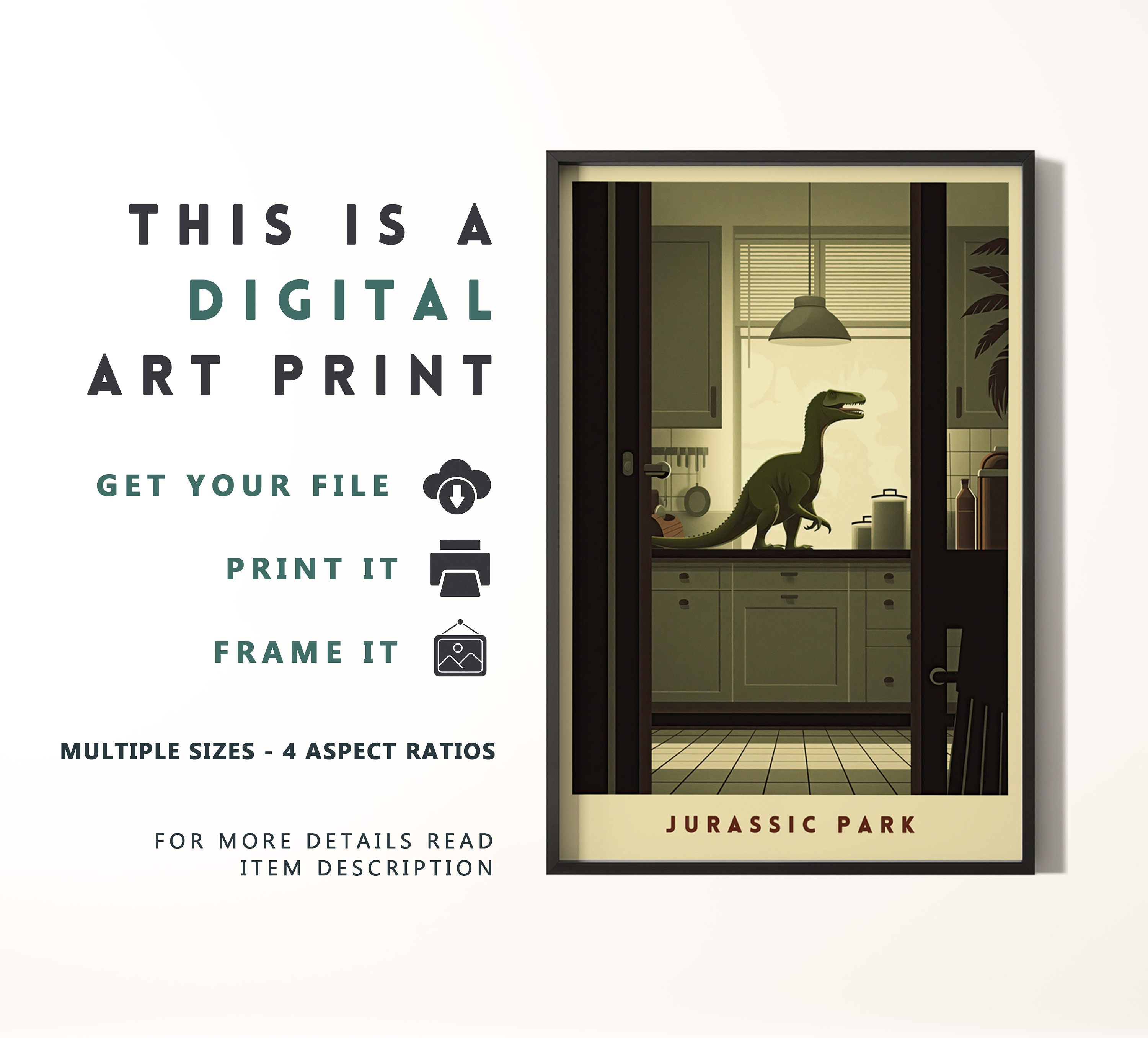 Jurassic Park Poster Steven Spielberg Dinosaur Poster Jurassic Park ...