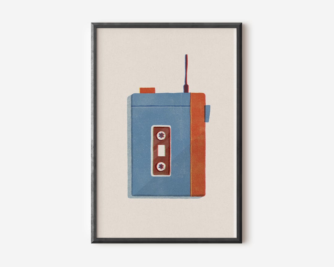 Retro Walkman Wall Art, Music Poster for Mid Century Decor. Printable ...